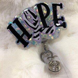 Zebra Hope Awareness Ribbon, Zebra Badge Reel, Awareness Badge Reels ...