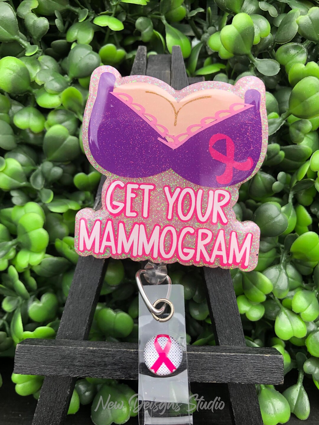 Pink Get Your Mammogram Badge Reel, Awareness ID Holders, Breast Cancer ...