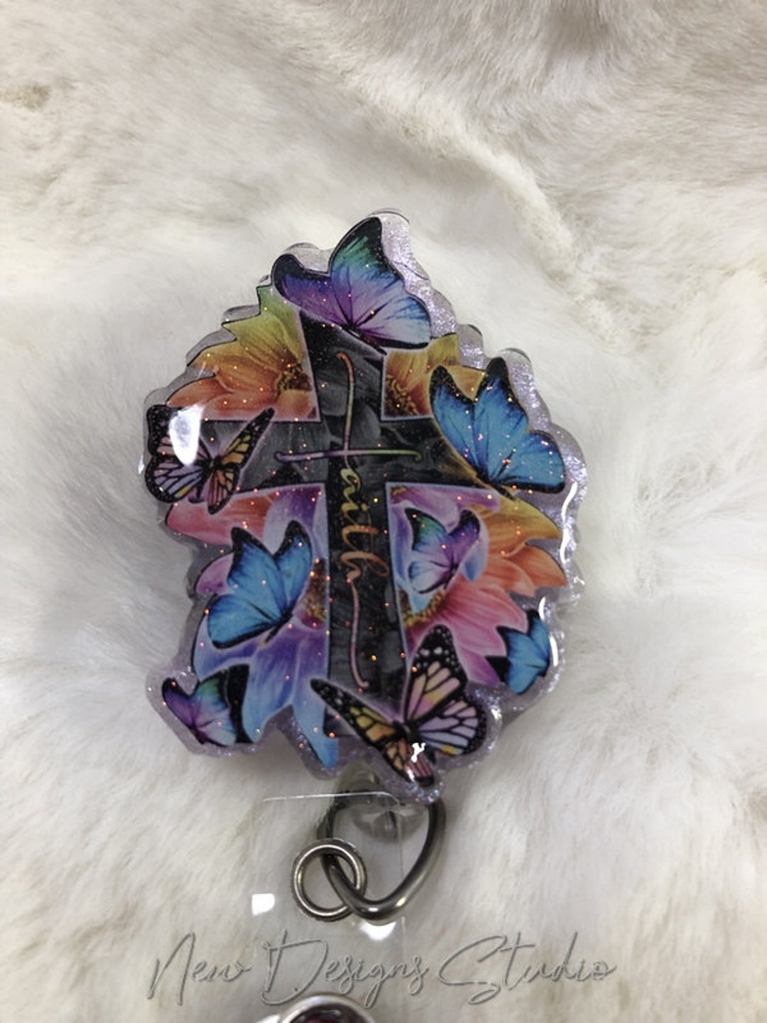 Faith Butterfly ID Clip, Cross Display Magnet, Faith Badge Reel ...