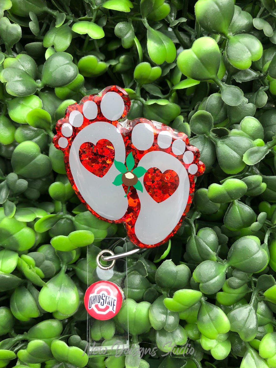 Buckeye Baby Feet Badge Reel ID Holder, Ohio Badge Holder, Medical ...