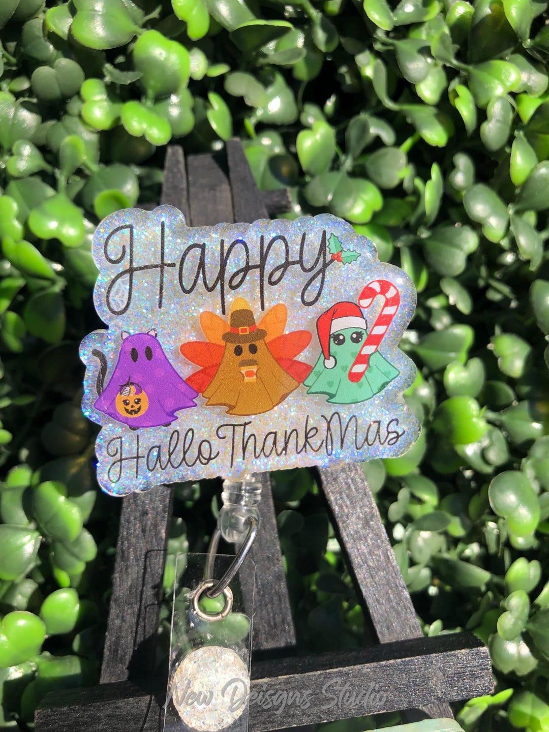 Hallo Thank Mas Badge Reel, Halloween Badge Holder, Fall ID Holder, - Etsy