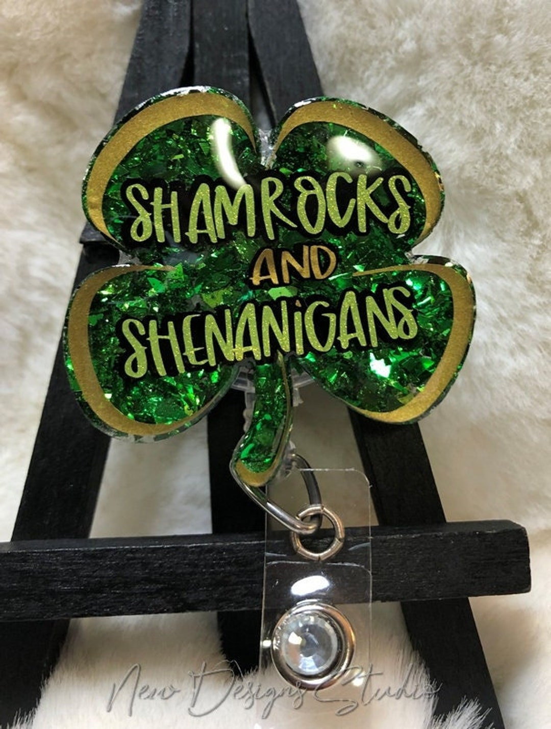 Shamrock Badge Reel: Epoxy Resin Shenanigan ID Holder - Etsy