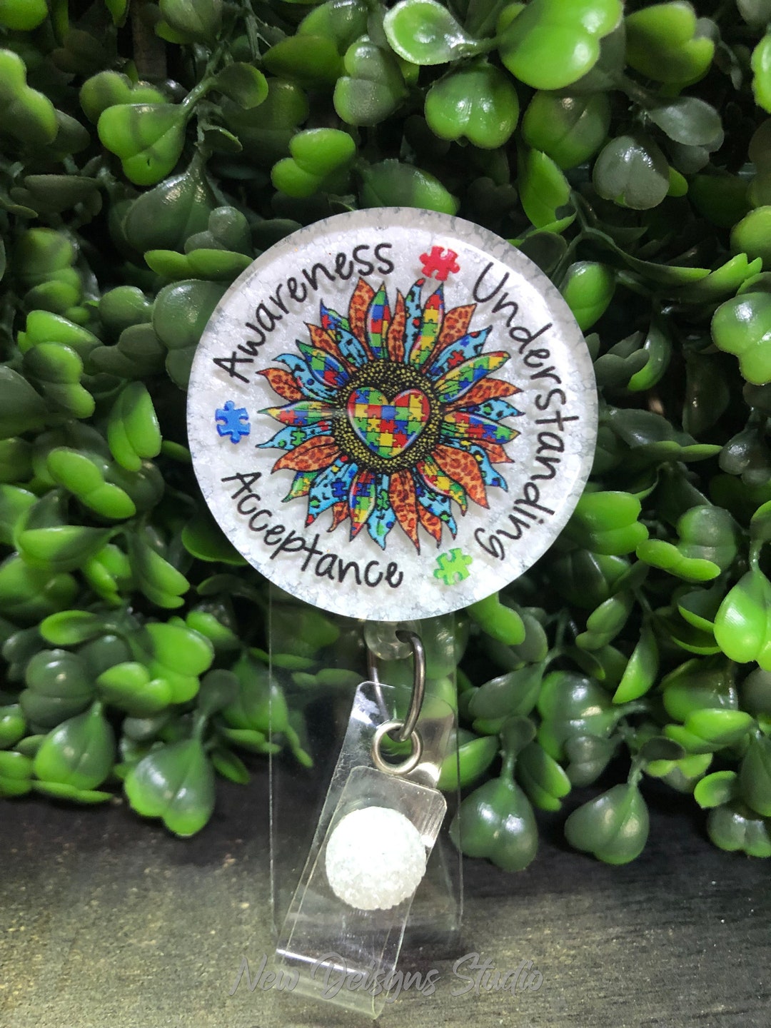 Autism Sunflower Badge Reel, Autism Awareness, Autism Badge Holder ...