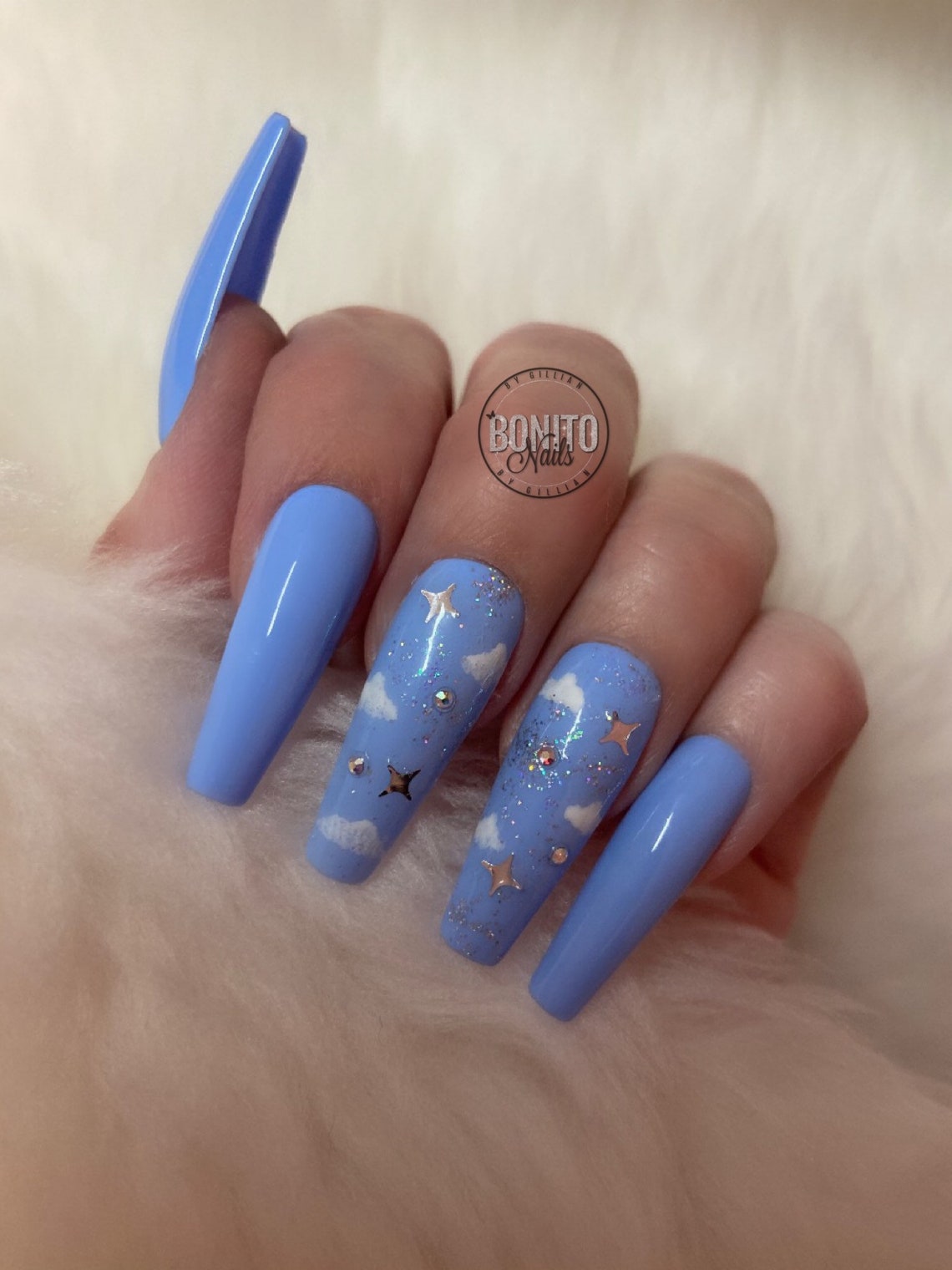Cloud Nails Cloudy Skies Nails Sky Nails Sky Press Ons Etsy