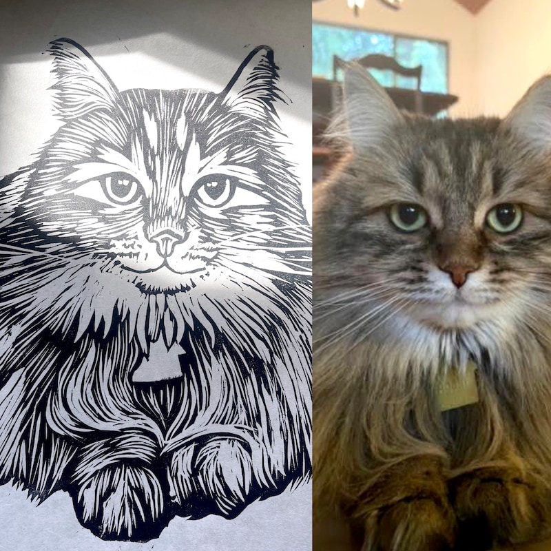 Linocut Portrait - Etsy