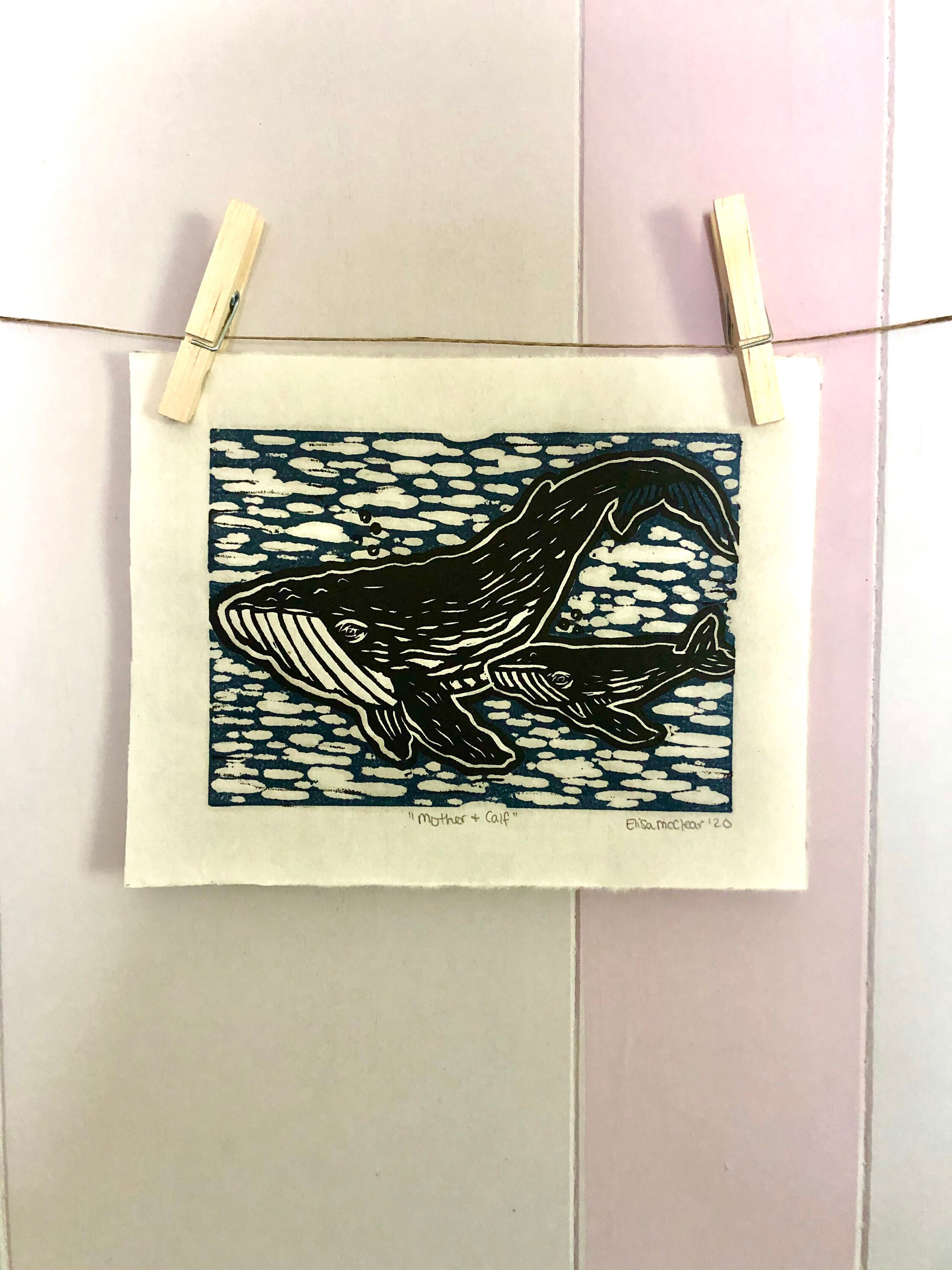 Handmade Whale Linocut Print - Etsy