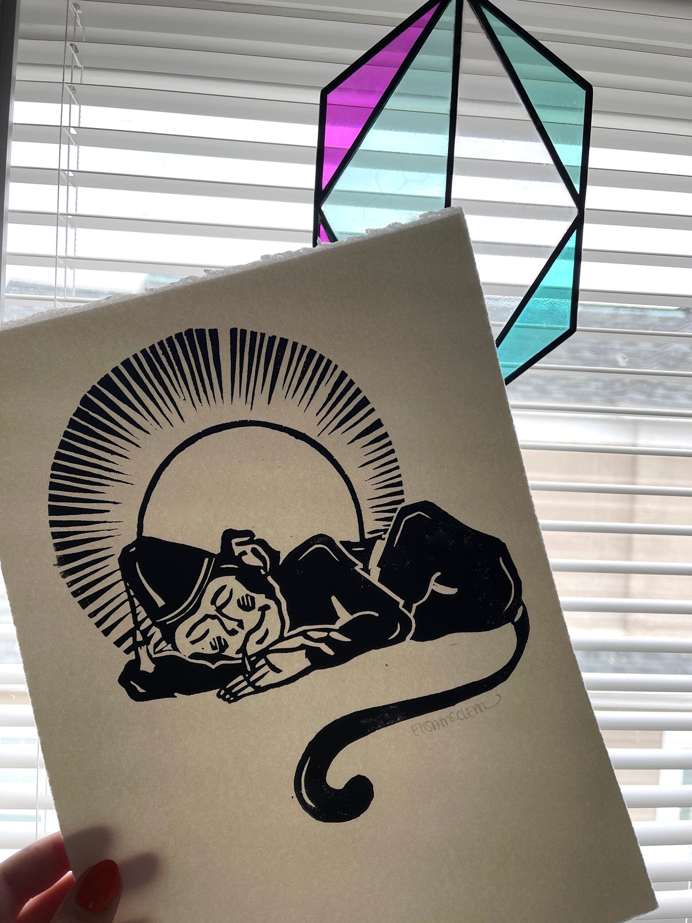 Sleeping Monkey Linocut - Etsy