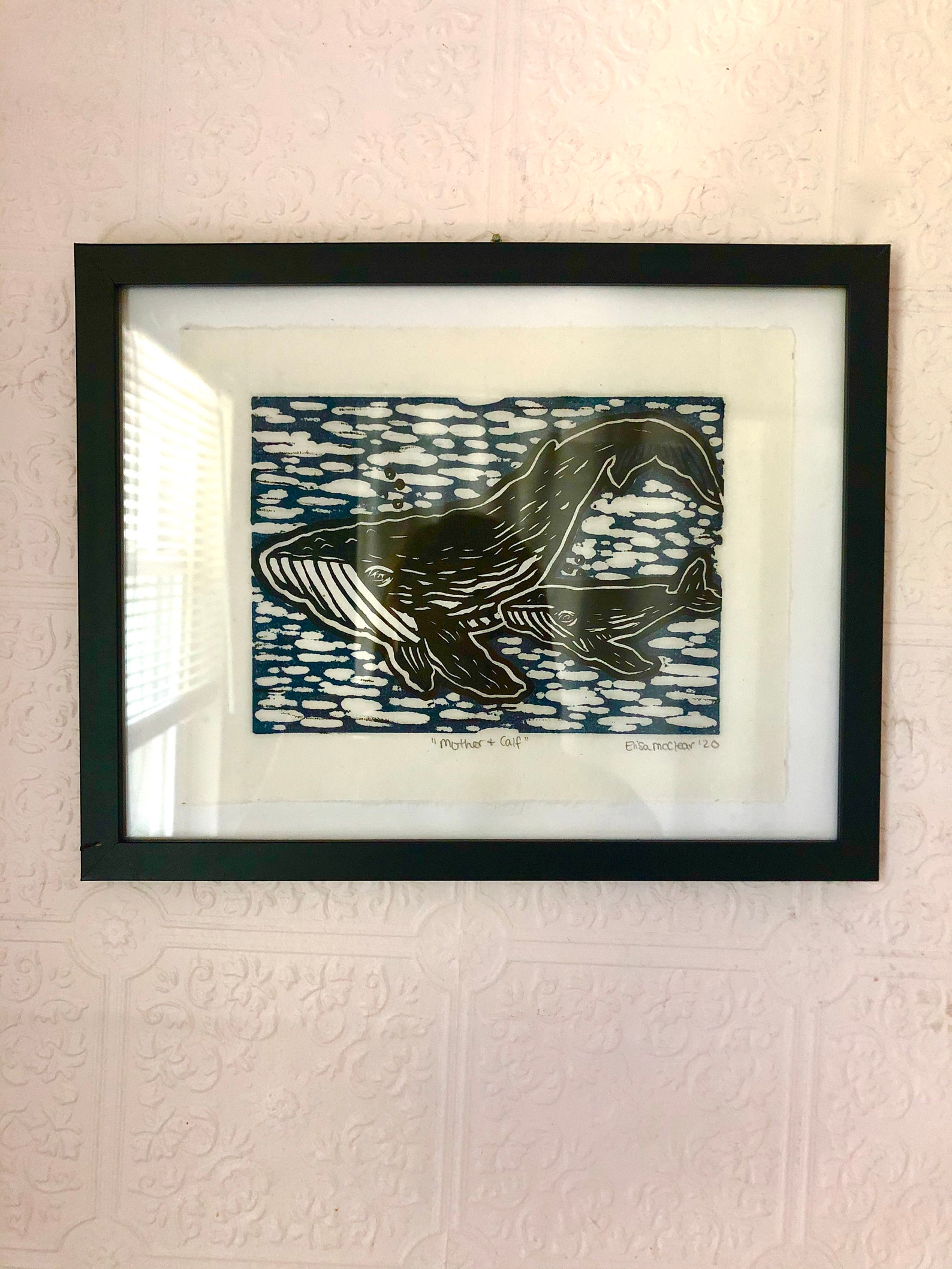 Handmade Whale Linocut Print - Etsy
