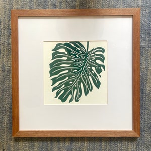 Monstera Linocut Art Print - Etsy