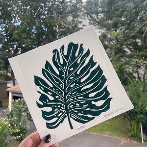 Monstera Linocut Art Print - Etsy