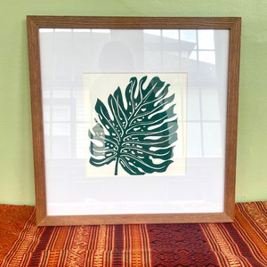 Monstera Linocut Art Print - Etsy