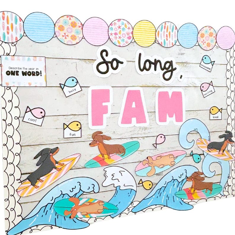 End of Year SEL Bulletin Board | Surfing Dachshunds | Summer Classroom ...