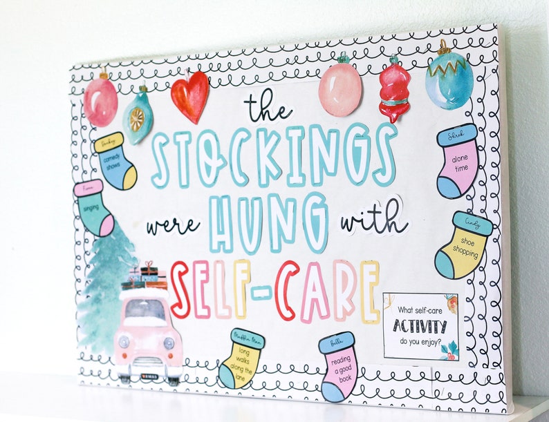 Christmas Bulletin Board Kit Self Care Printable | Staff Morale Teacher ...