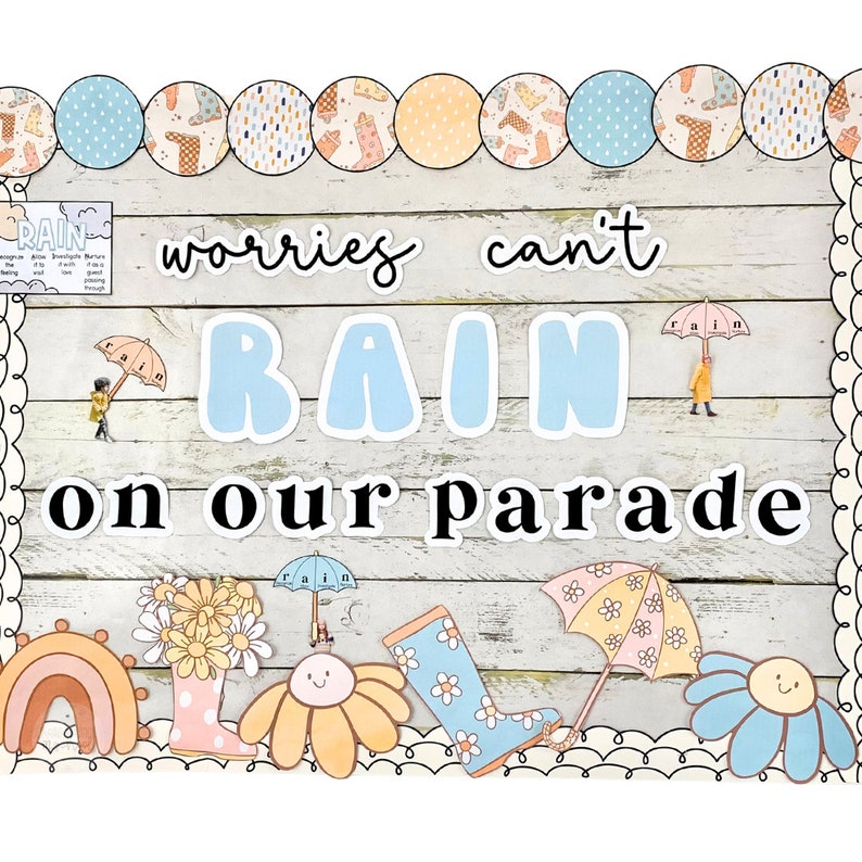 Spring Rain Bulletin Board | Coping Strategies Decor for Counseling ...