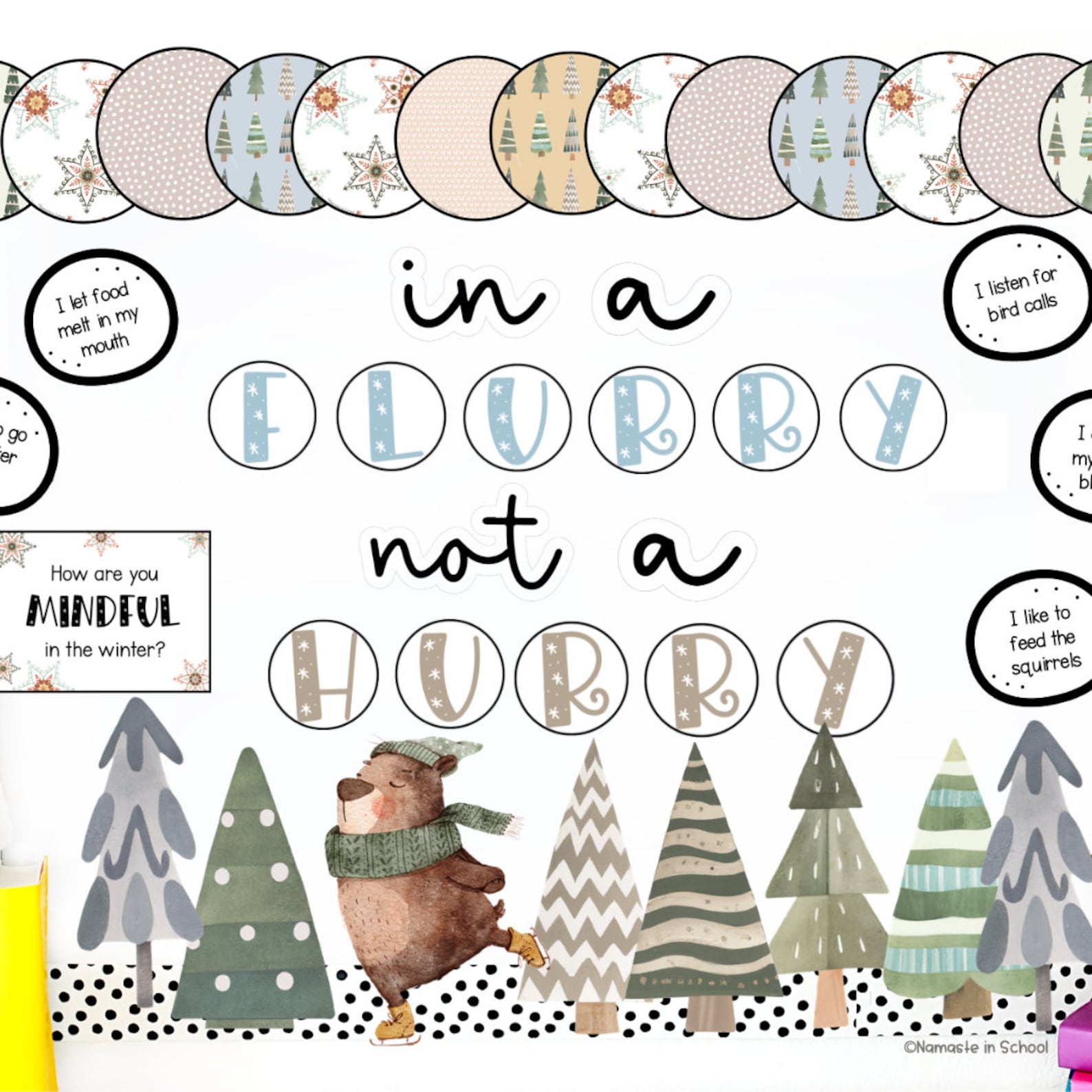 Mindfulness Bulletin Board Winter Classroom Decor Boho Classroom ...