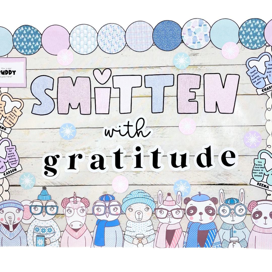 Mitten Bulletin Board - Winter Classroom Decor - Gratitude Bulletin ...