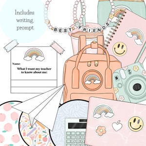 Back to School Bulletin Board | Pretty Pastel School Supplies | Smiley ...