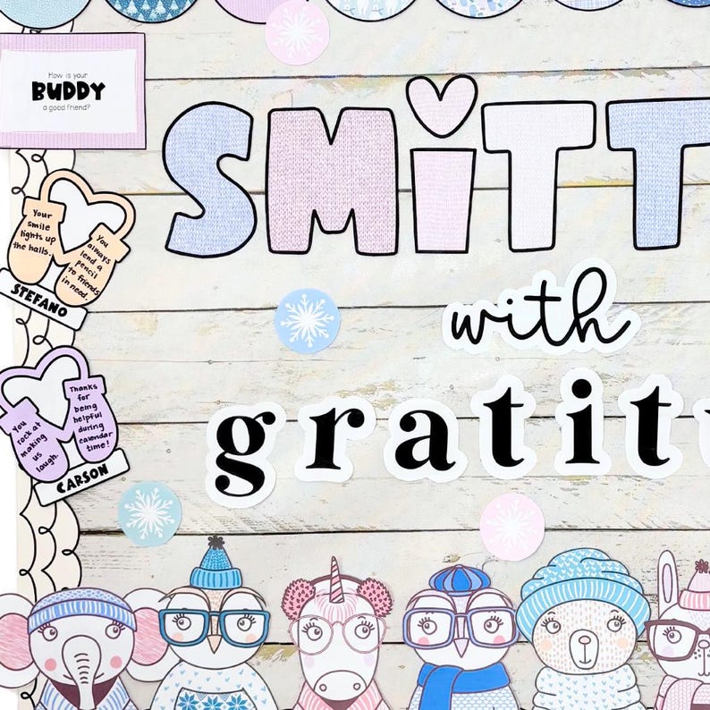 Mitten Bulletin Board - Winter Classroom Decor - Gratitude Bulletin ...