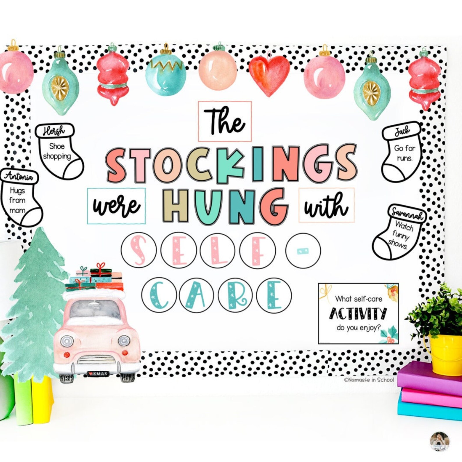 Christmas Bulletin Board Kit Self Care Printable Staff - Etsy