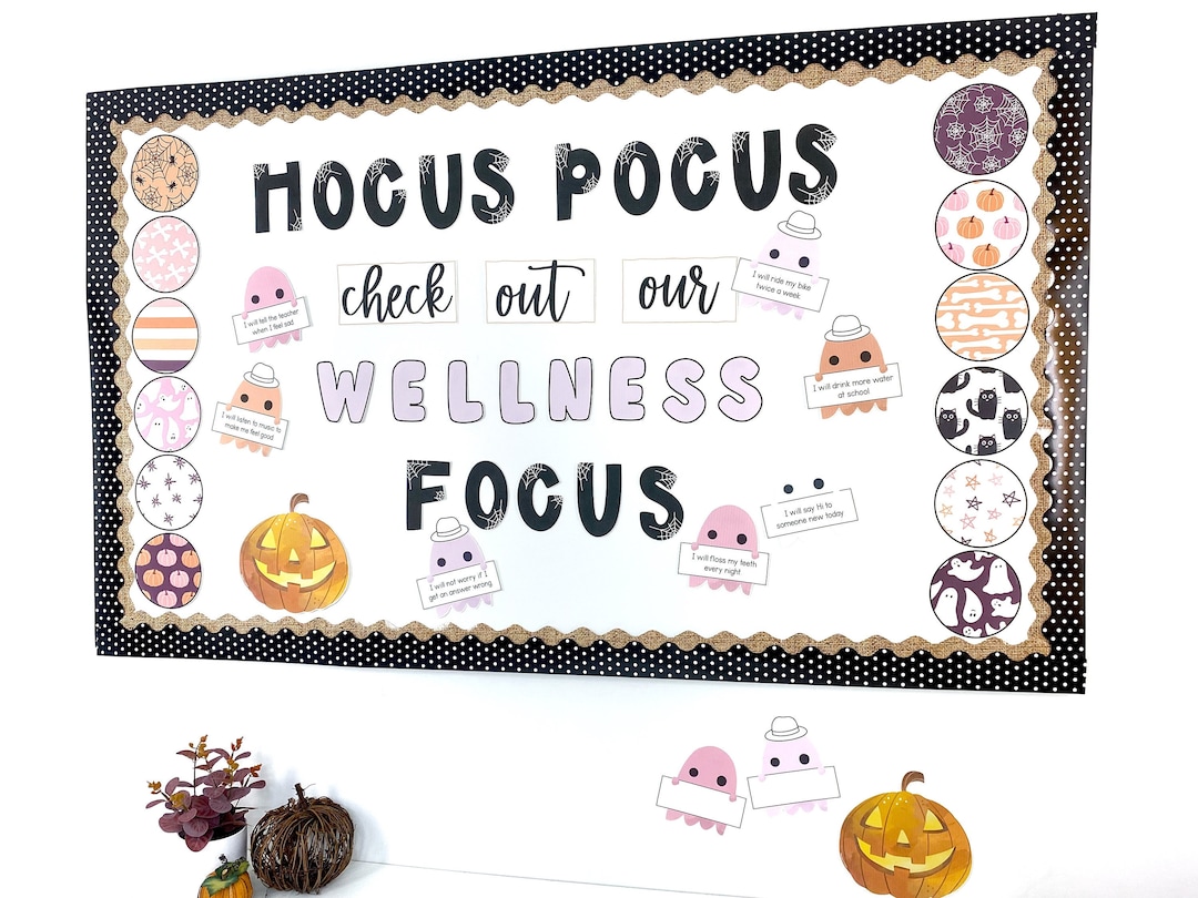 Halloween Hocus Pocus Bulletin Board Class Decor for Mental Health and ...