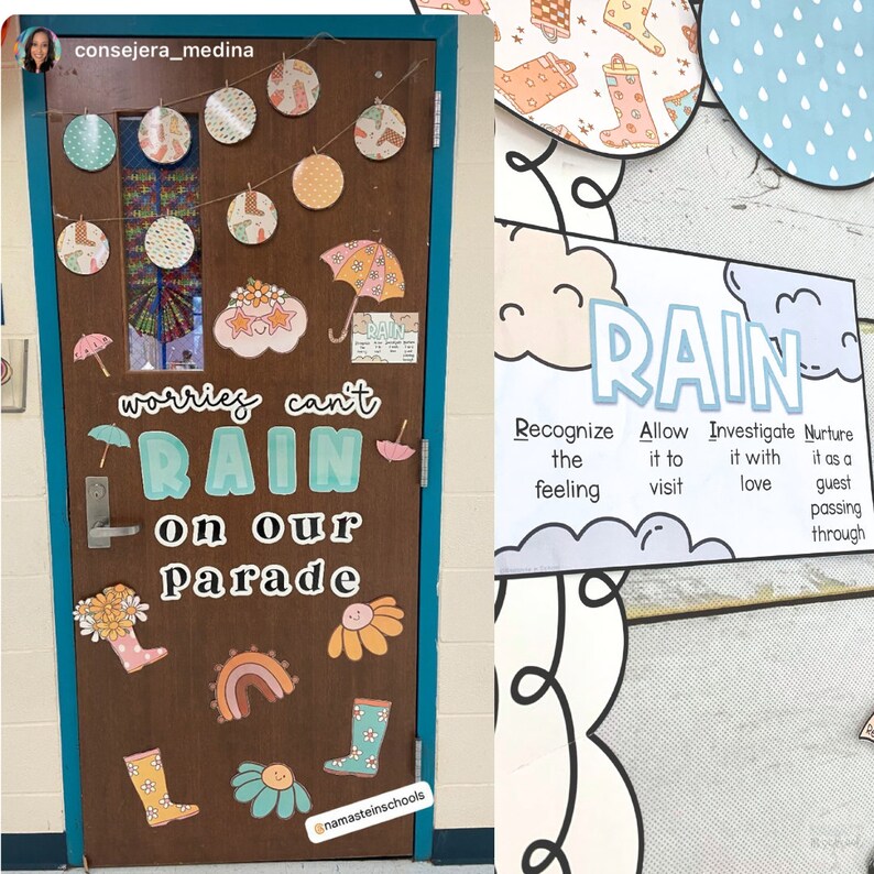 Spring Rain Bulletin Board | Coping Strategies Decor for Counseling ...