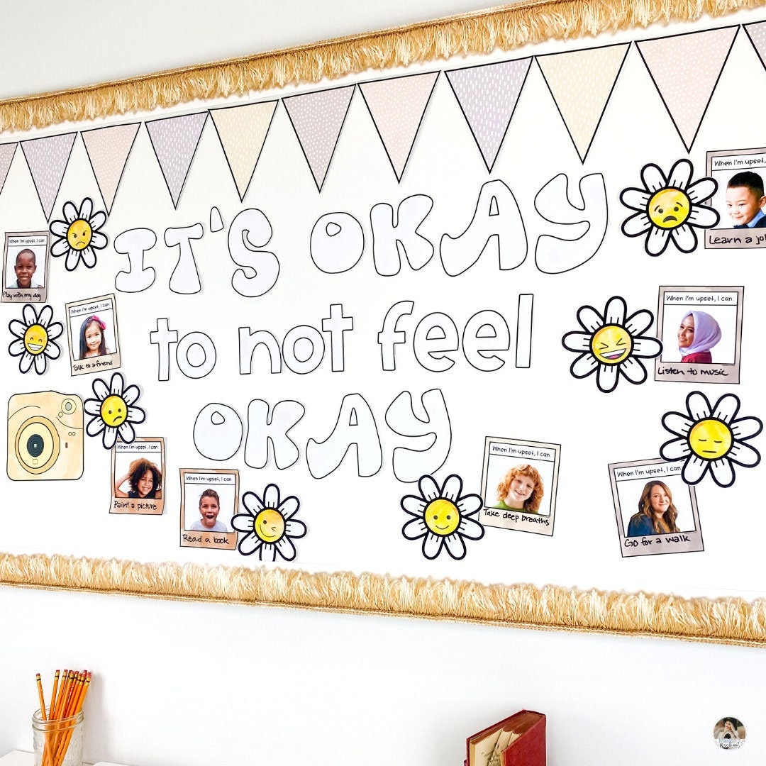 Retro Groovy Classroom Decor | Mental Health Bulletin Board Display for ...
