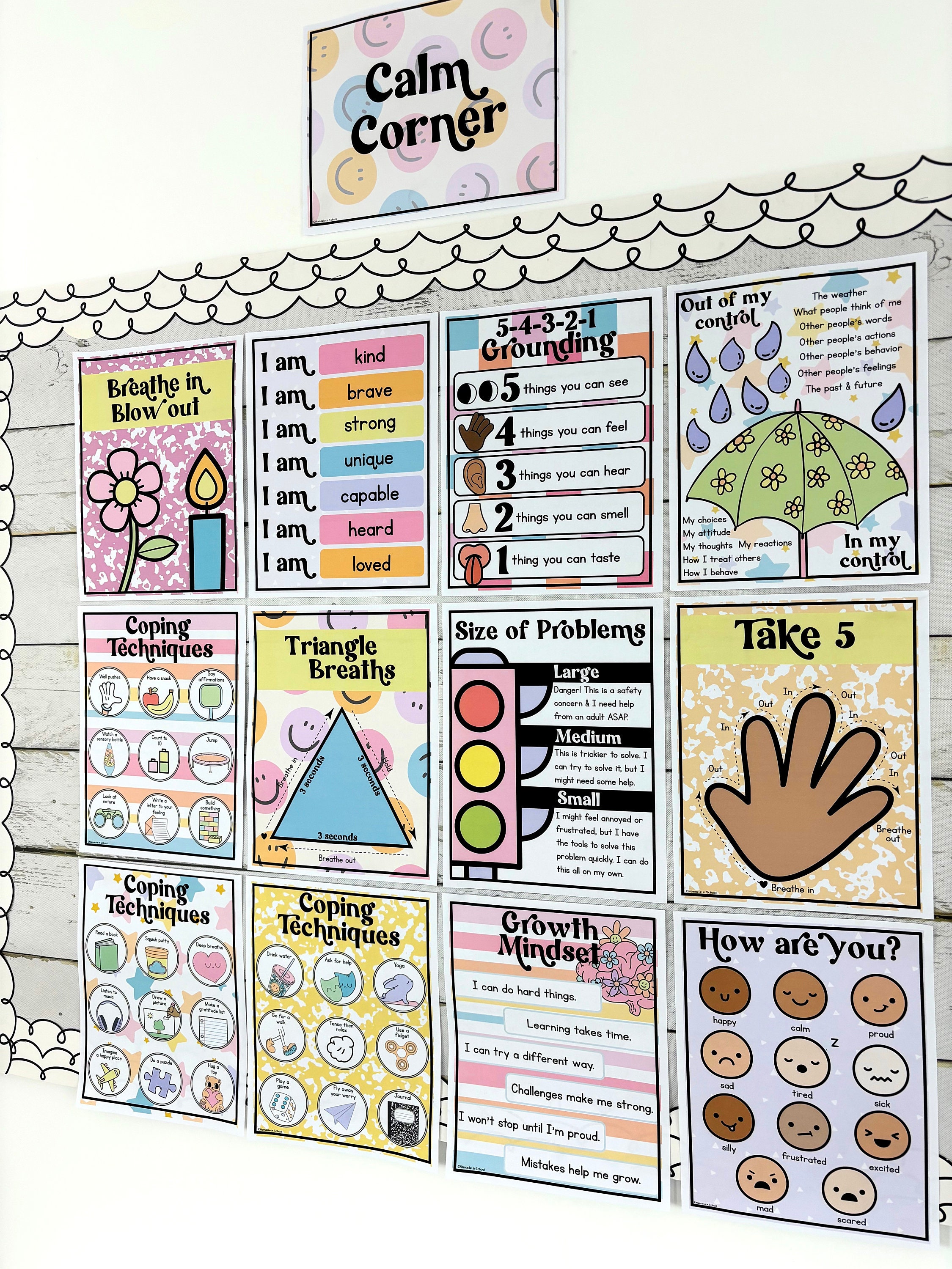 Bright Rainbow Classroom Decor | Classroom Calm Down Corner Posters ...