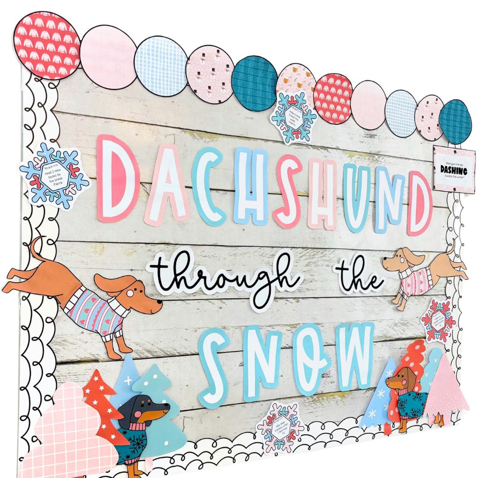 Dachshund Through the Snow - Winter Bulletin Board Set - Ugly Sweater ...