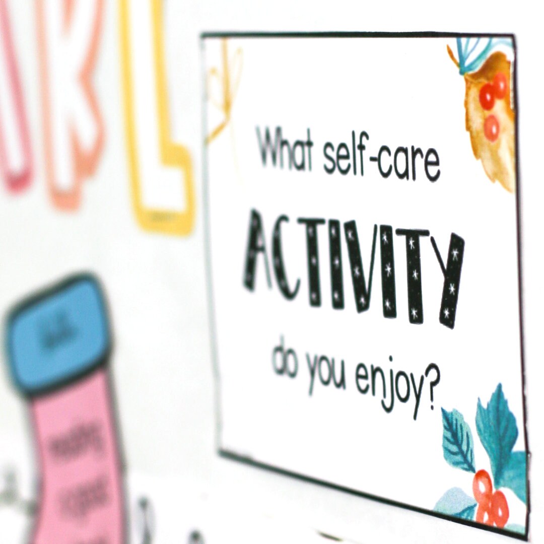Christmas Bulletin Board Kit Self Care Printable | Staff Morale Teacher ...