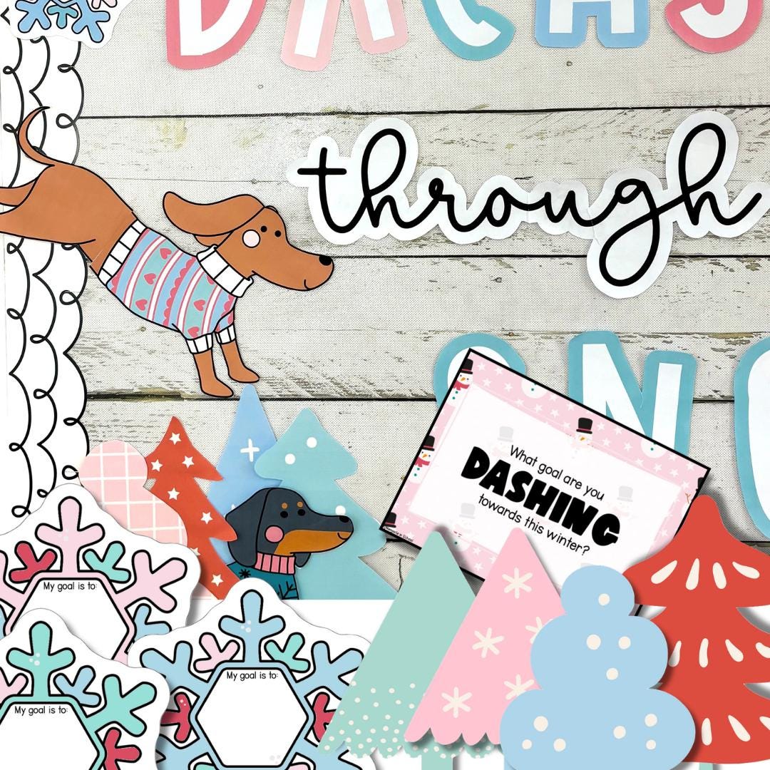 Dachshund Through the Snow - Winter Bulletin Board Set - Ugly Sweater ...