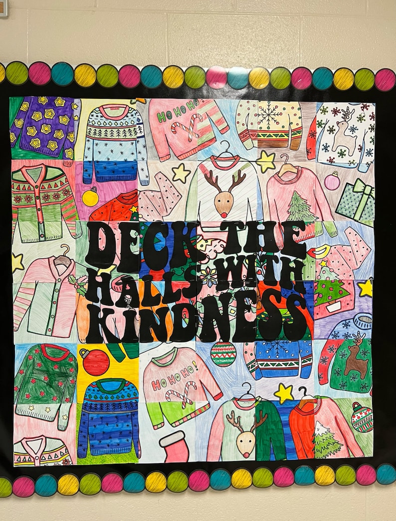 Collaborative Coloring Poster - Christmas Classroom Decor - Ugly ...