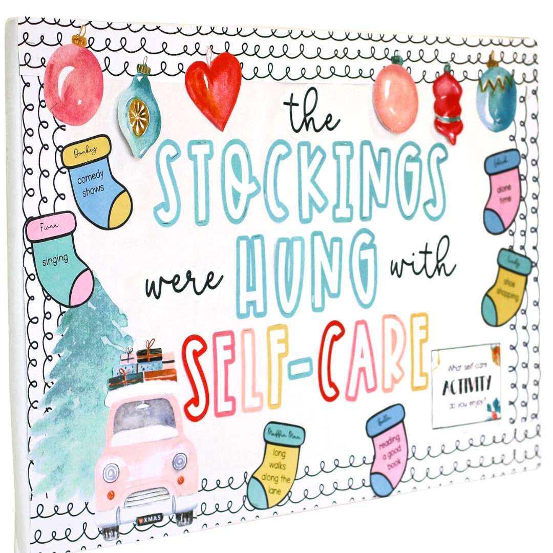 Christmas Bulletin Board Kit Self Care Printable | Staff Morale Teacher ...