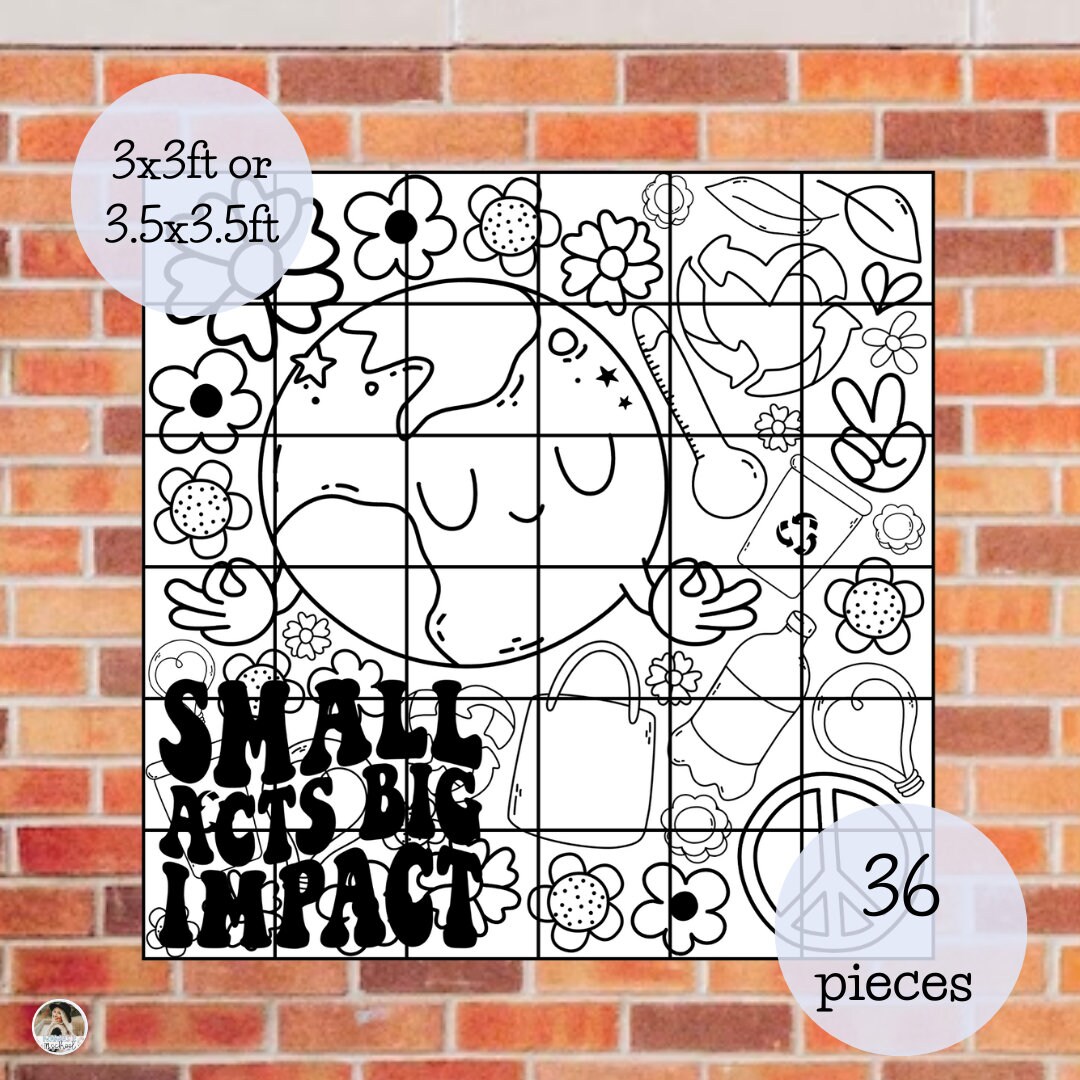 Earth Day Activities Collaborative Coloring Page Poster Save the Planet ...