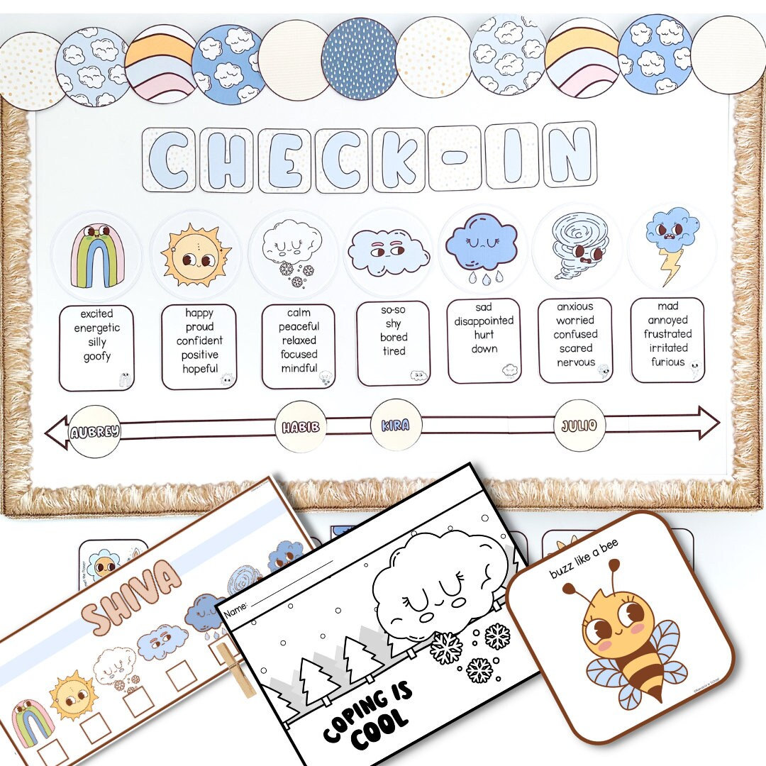 Weather Bulletin Board | Mental Health Check in Therapy Posters | Mood ...