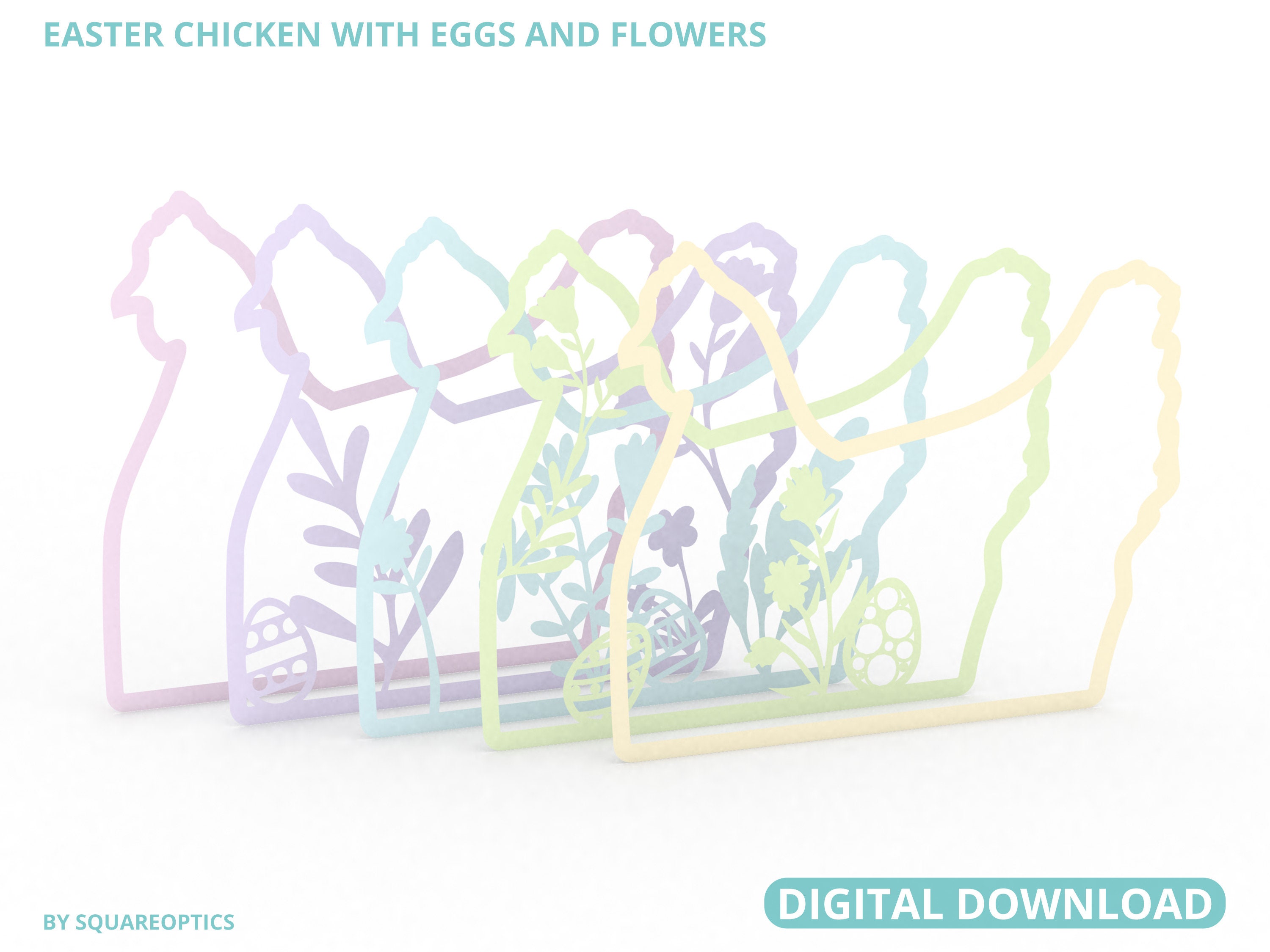 Easter Laser Cut File Chicken With Eggs and Flowers Multilayer SVG ...