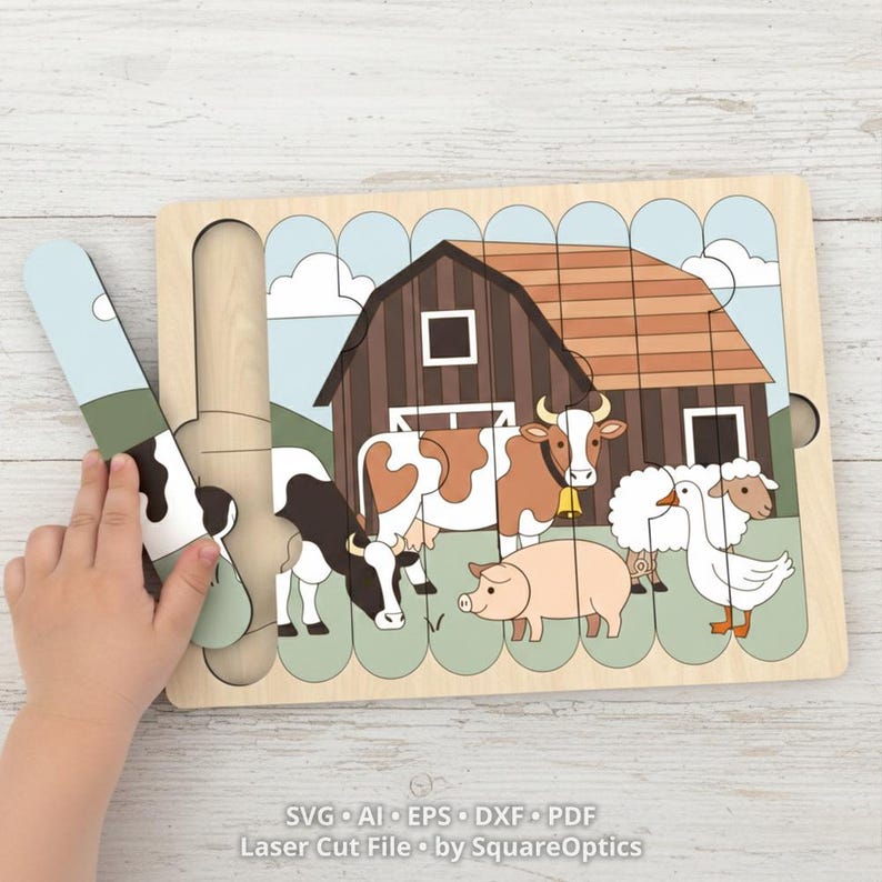 Popsicle Stick Puzzle SVG, Farm Animals Wooden Puzzle for Toddlers ...