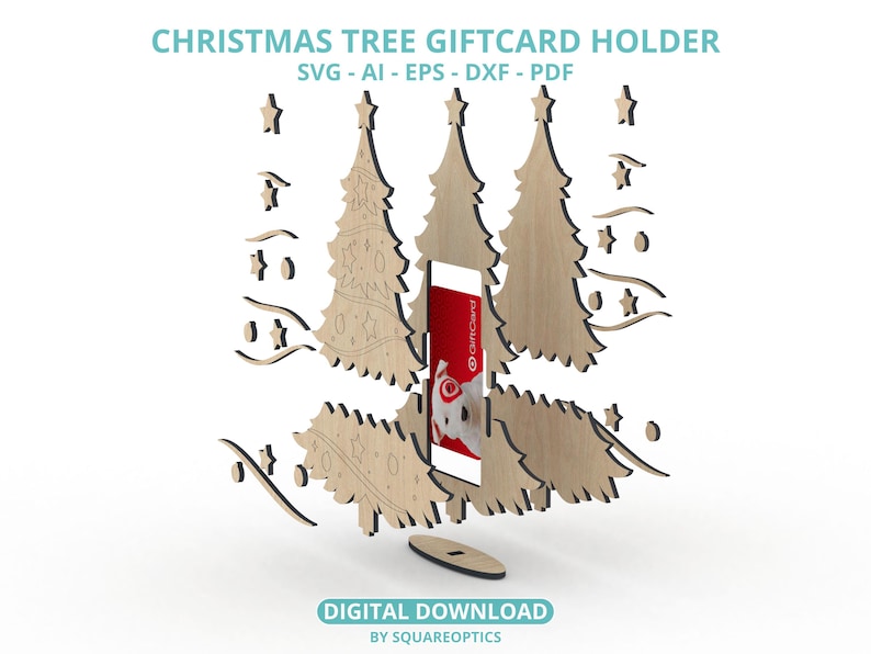Christmas Tree Gift Card Holder With Stand, Winter Birthday Money ...