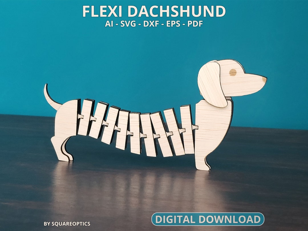 Flexible Dachshund Wiener Dog 3MM Flexi Fidget Toy Laser Cut File ...