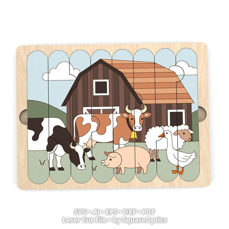 Popsicle Stick Puzzle SVG, Farm Animals Wooden Puzzle for Toddlers ...
