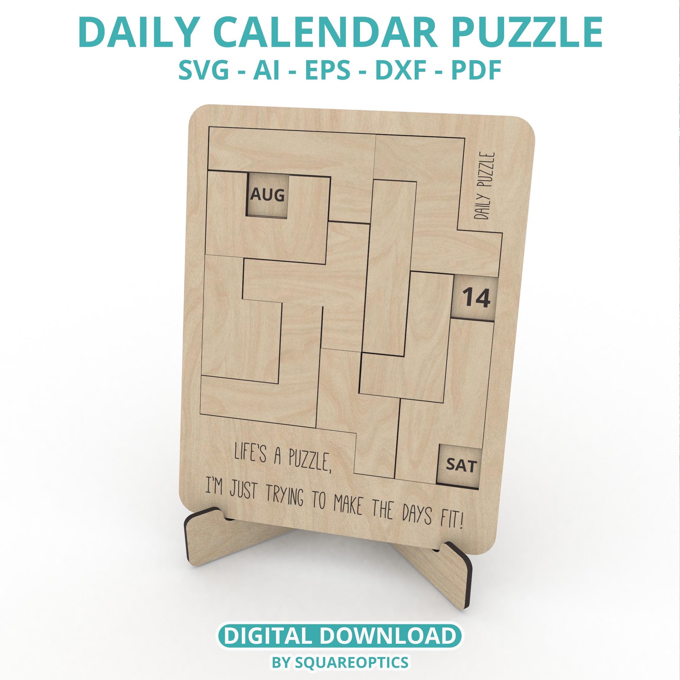 Daily Calendar Puzzle, Perpetual Designed Game, Laser Cut File SVG ...