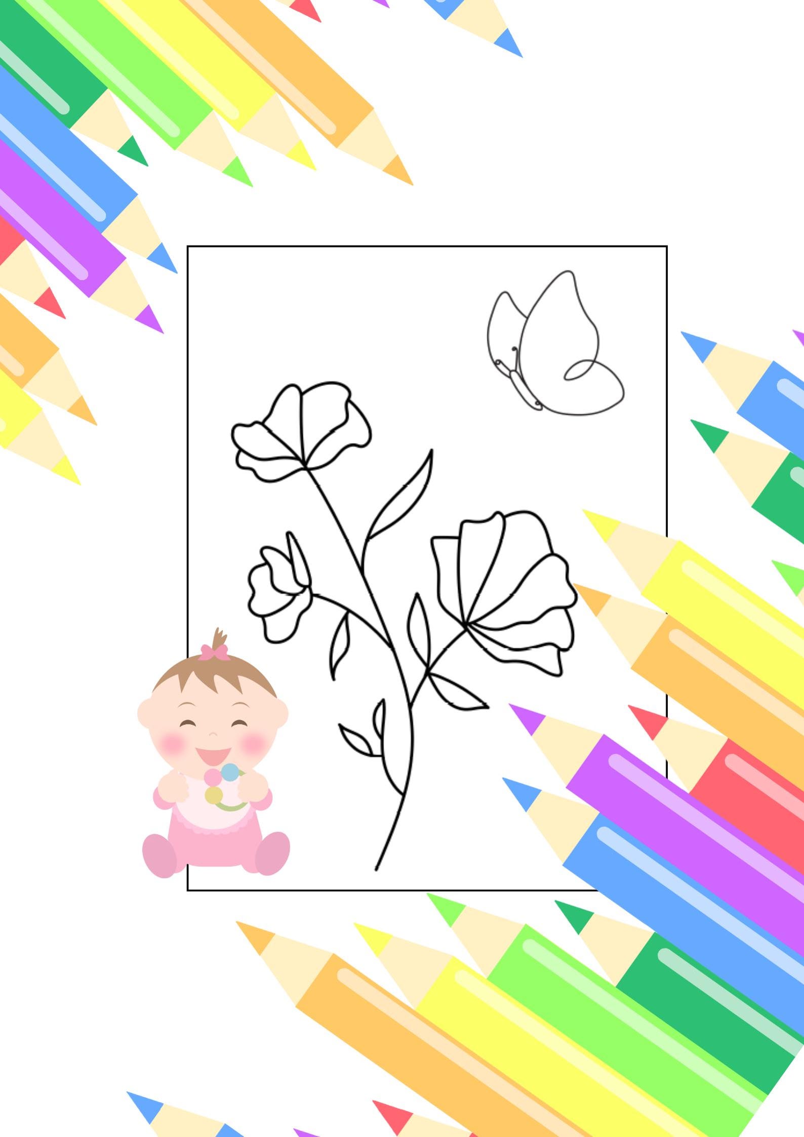Printable Floral Coloring Sheet, Flower Printable Color Sheet ...