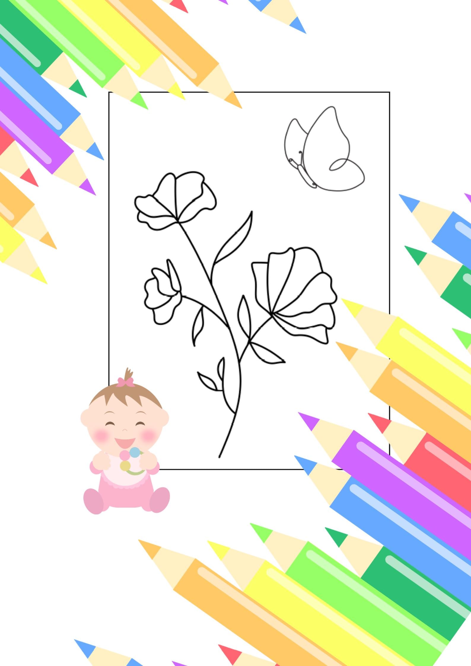 Printable Floral Coloring Sheet, Flower Printable Color Sheet ...
