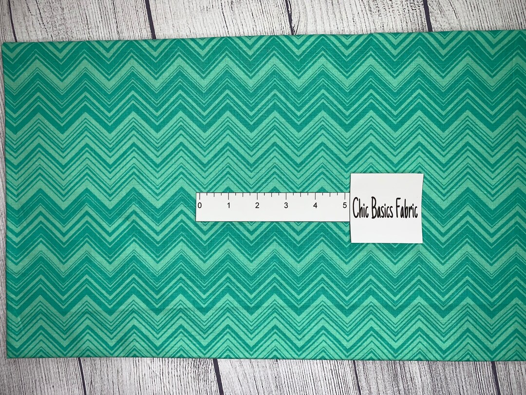 Teal Green Chevron Cotton Fabric Remnant: 15" X 44" - Etsy