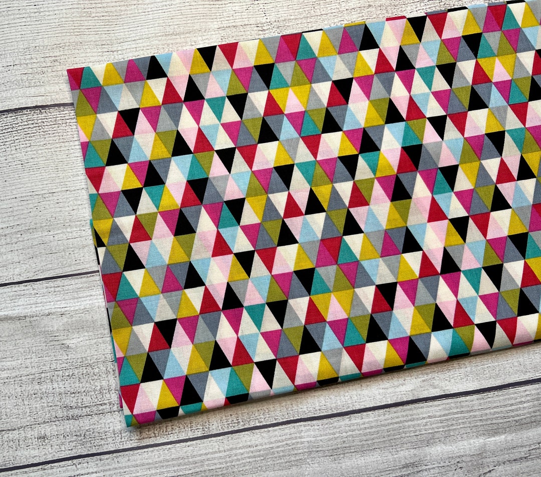 End of Bolt 27", Multi-colored Triangle Print, 100% Cotton Fabric by ...