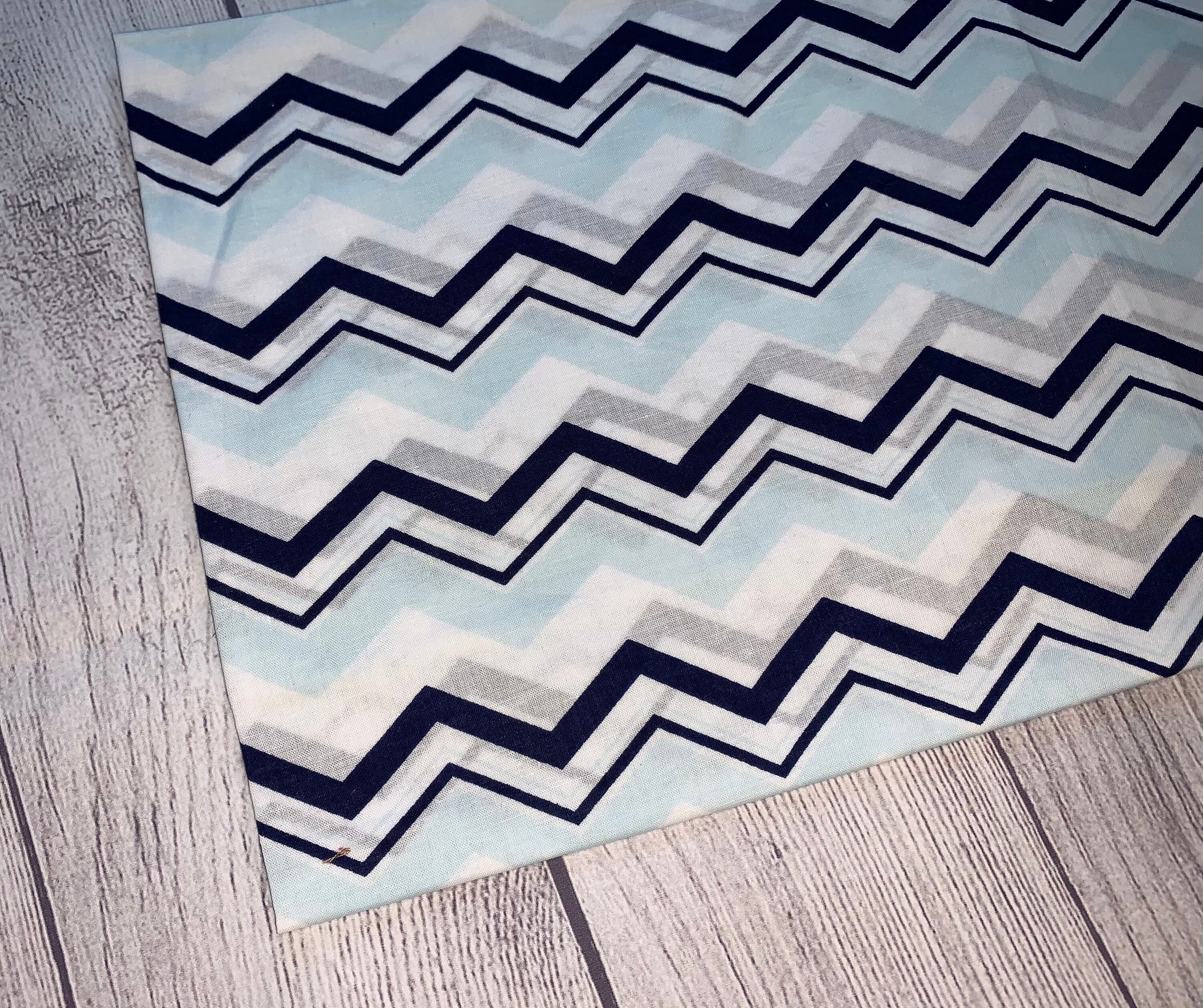 Lightweight Navy, Light Blue and White Chevron Zigzag, 100% Cotton ...