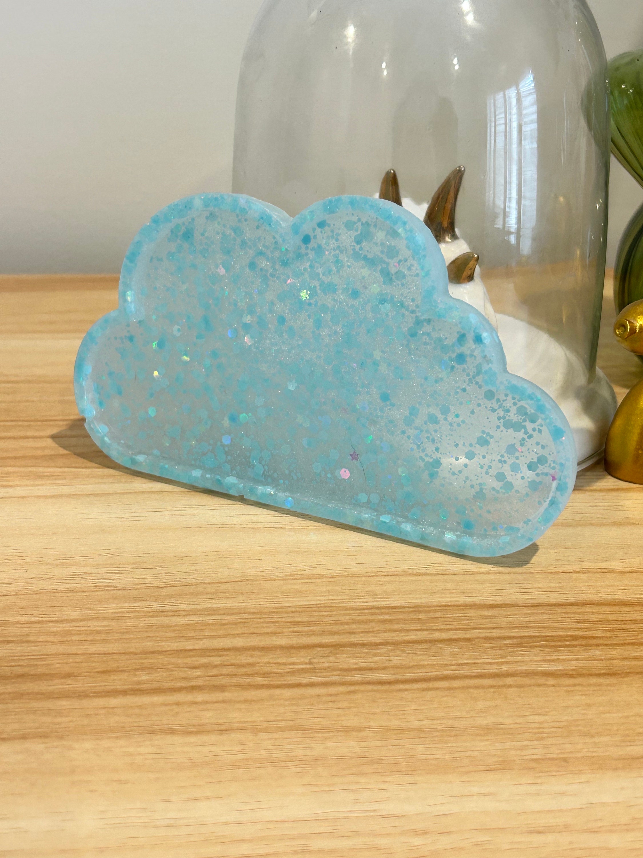 Dreamtime Pastel Blue and Glitter Cute Cloud Trinket Tray - Etsy