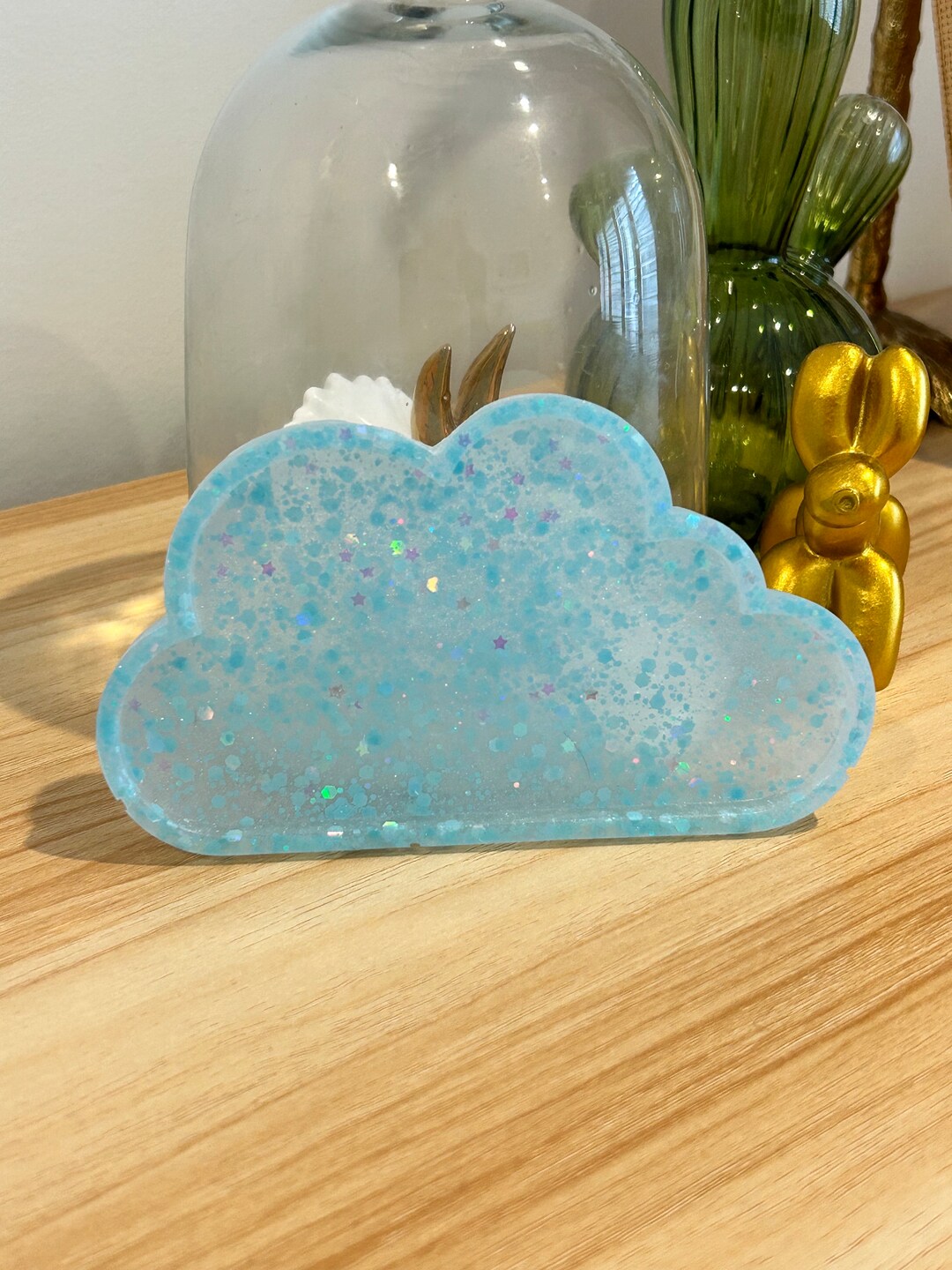 Dreamtime Pastel Blue and Glitter Cute Cloud Trinket Tray - Etsy