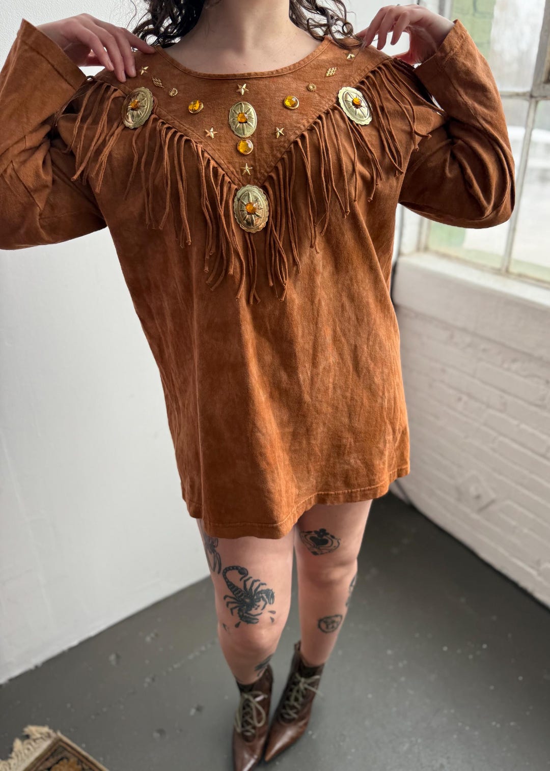 90s 80s Fringe Amber Tie Dye Top - Etsy