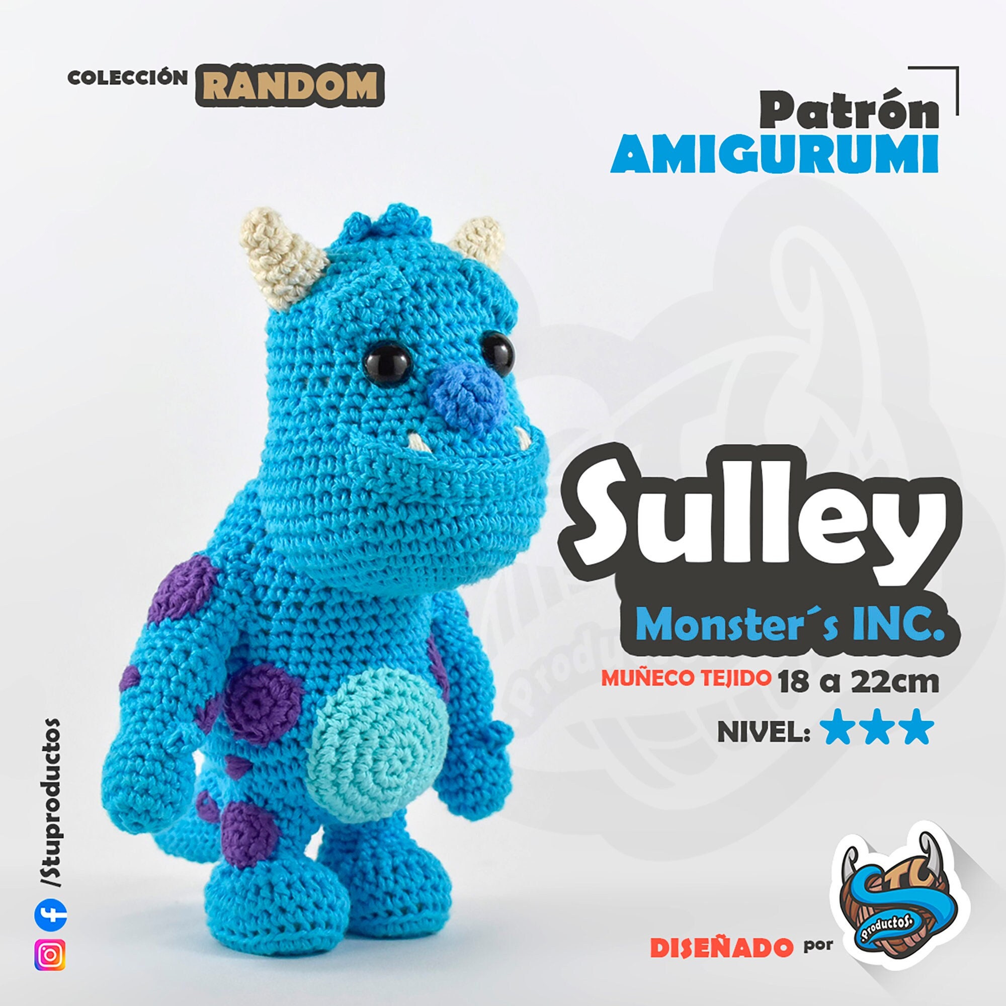 Sulley Monsters Inc. Amigurumi Pattern in Spanish by Stuproductos - Etsy