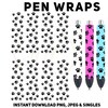 Pen Wraps Medium Colorful Paw Prints Designs Version 1. PNG and JPEG - Etsy
